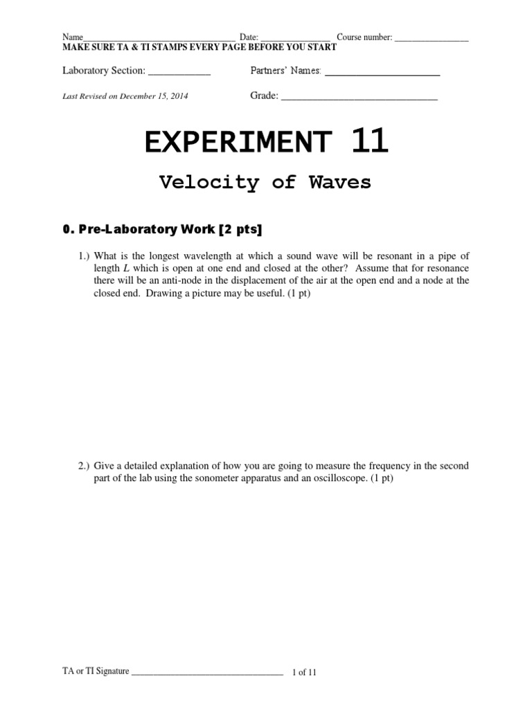 Velocity of Waves Lab Guide | PDF | Technology & Engineering