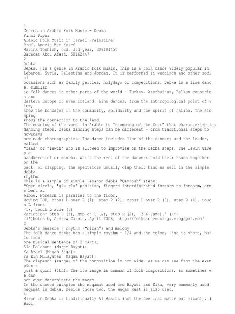 Arabic Folk Dance: Debka Guide | PDF | Leisure | Musical Instruments