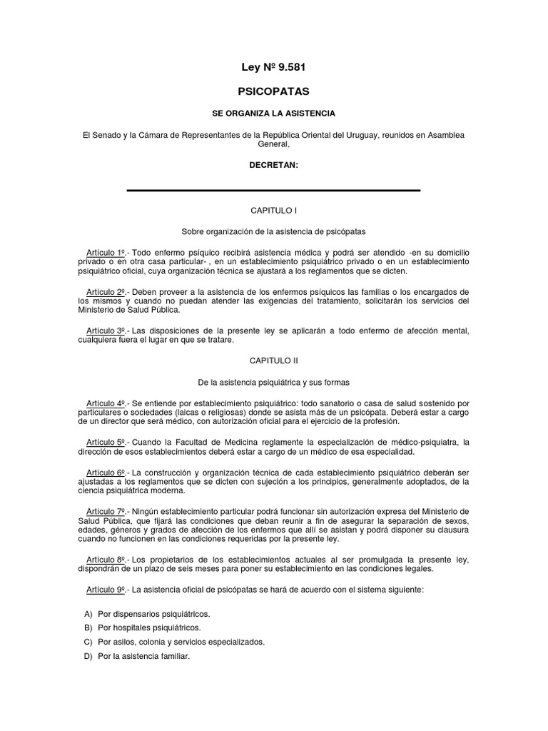 Ley #9.581 | PDF | Psique (psicología) | Trastorno mental