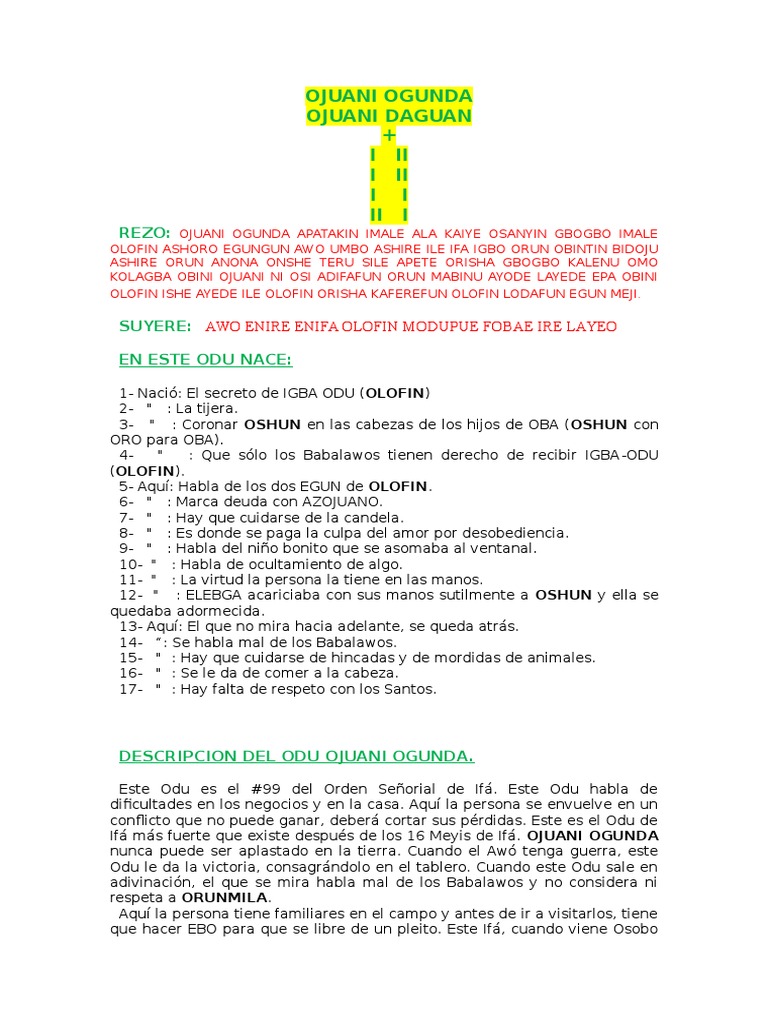 Ojuani Ogunda Dawan | Religión y creencia | Naturaleza