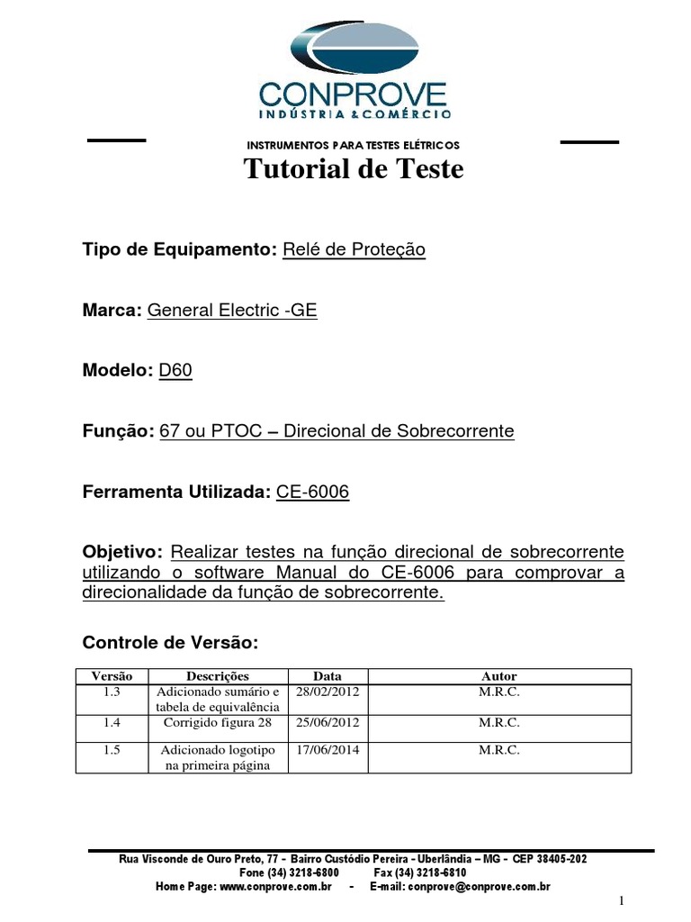 Tutorial Teste Rele GE D60 Direcional de Sobrecorrente | PDF | Direitos ...