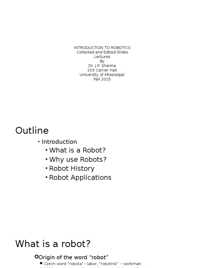 Introduction To Robotics | PDF