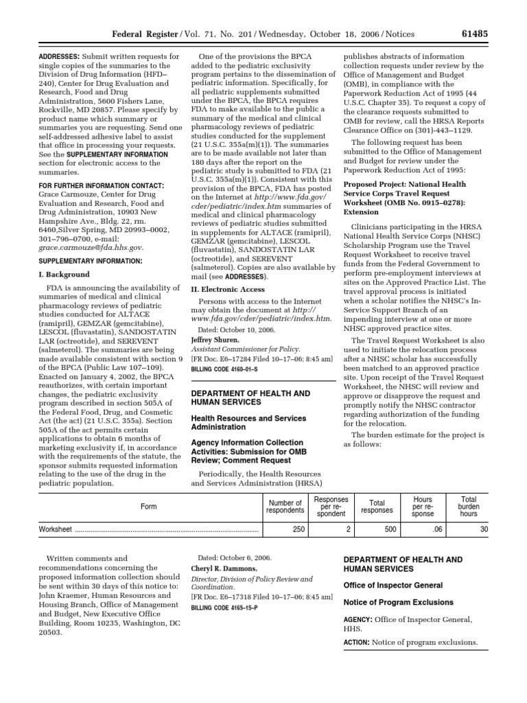 Notice: Programs Exclusions List | PDF | Food And Drug Administration ...