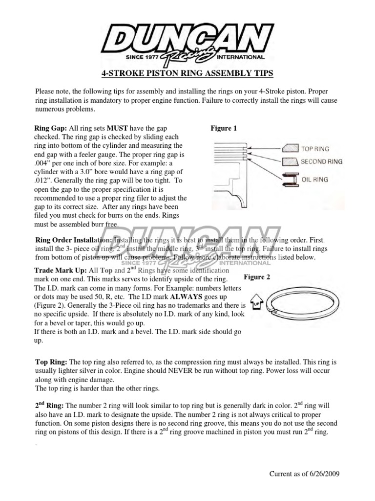 Piston Ring Assembly Tips 4strk - Ringinstall2!24!05 | PDF | Cylinder ...