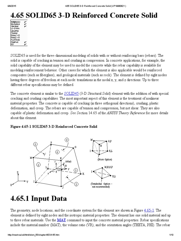 Solid 65 ANSYS | PDF | Deformation (Engineering) | Stress (Mechanics)
