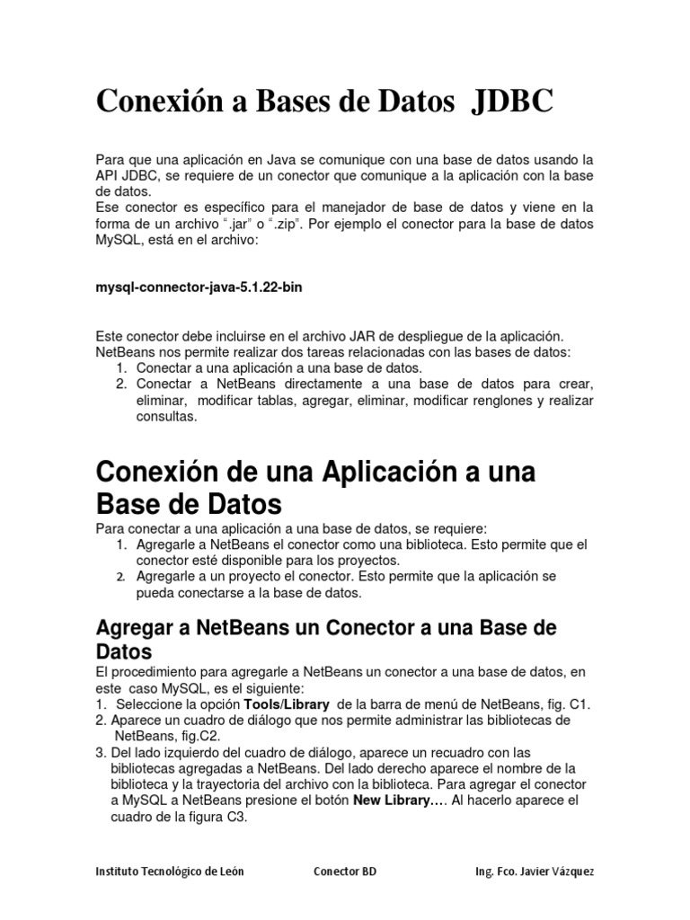Conexion A Base de Datos-JDBC PDF | PDF | Frijoles Netos | Aplicaciones ...