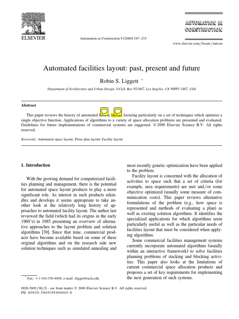 Automated Facilities Layout Past Present and Future | PDF | Mathematical Optimization | Graph Theory
