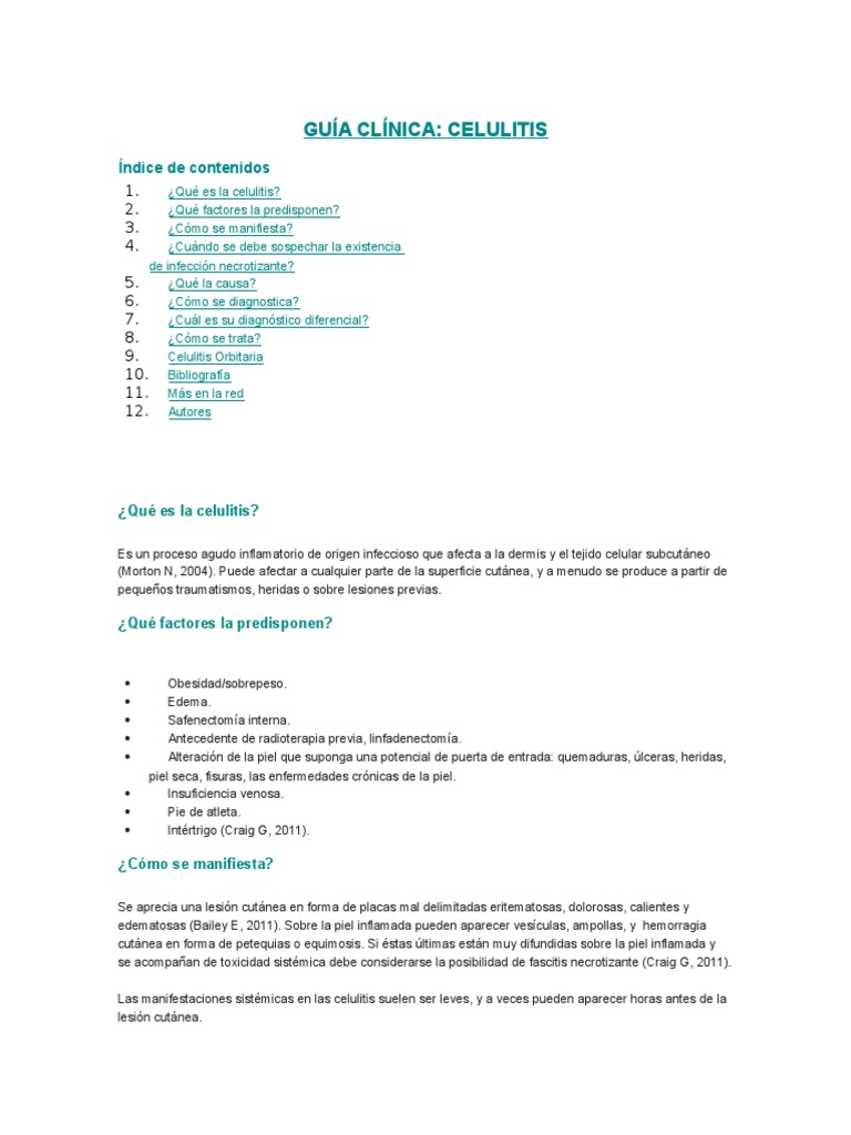 Guía clínica celulitis: diagnóstico y tratamiento | PDF | Salud pública ...