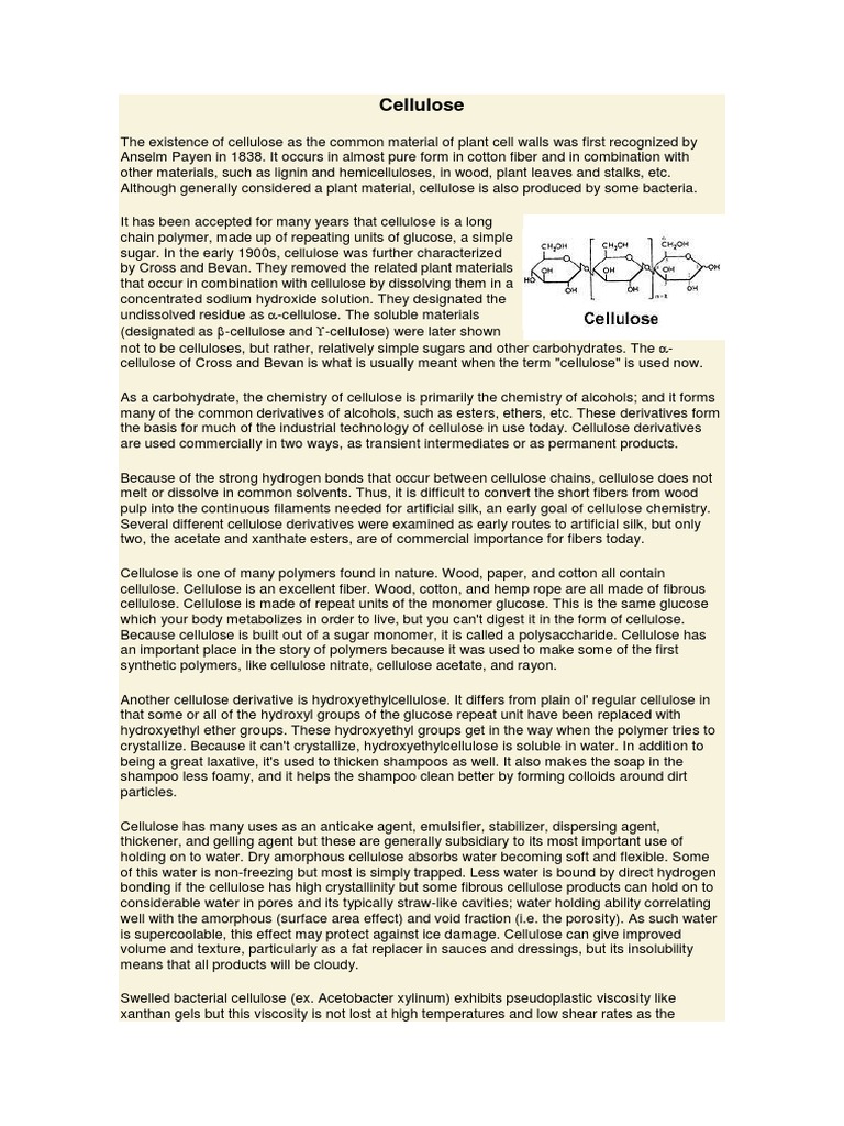 Cellulose Cross and Bevan | PDF | Cellulose | Chemical Substances
