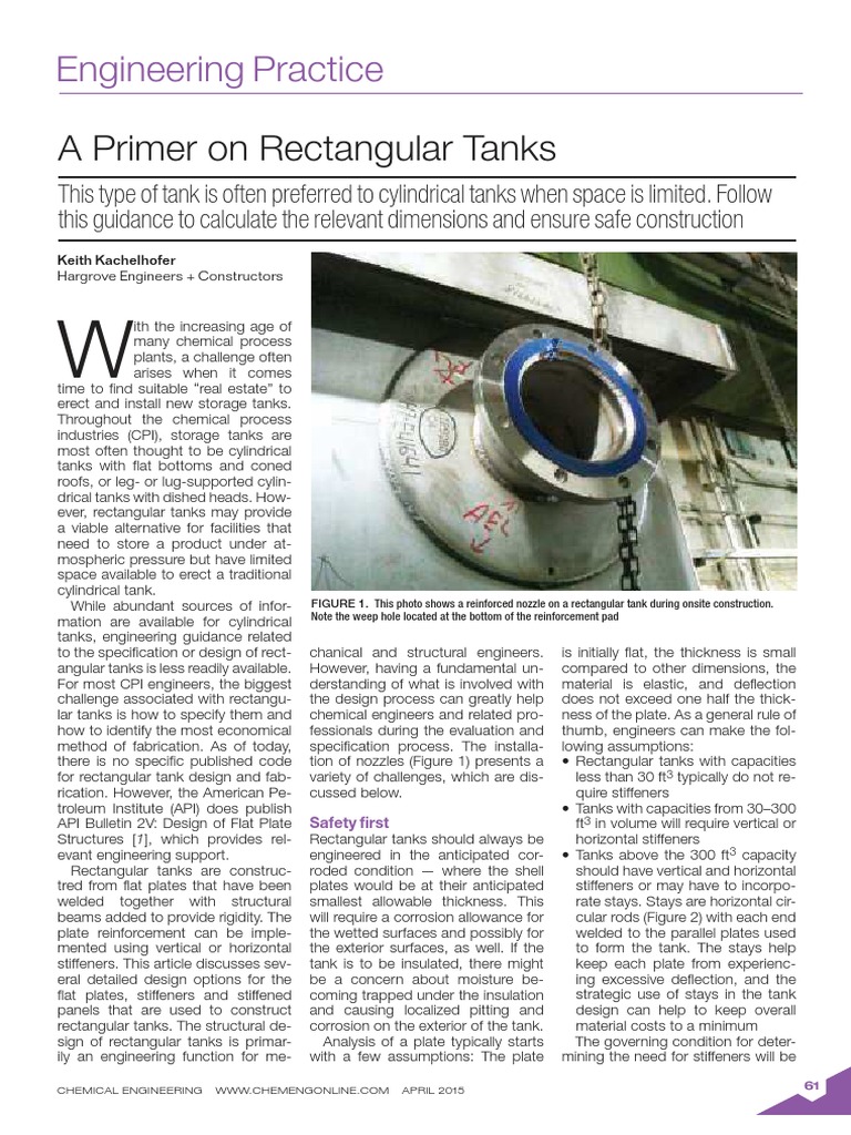 Rectangular Tank Engineering Practice | PDF | Structural Steel | Beam ...