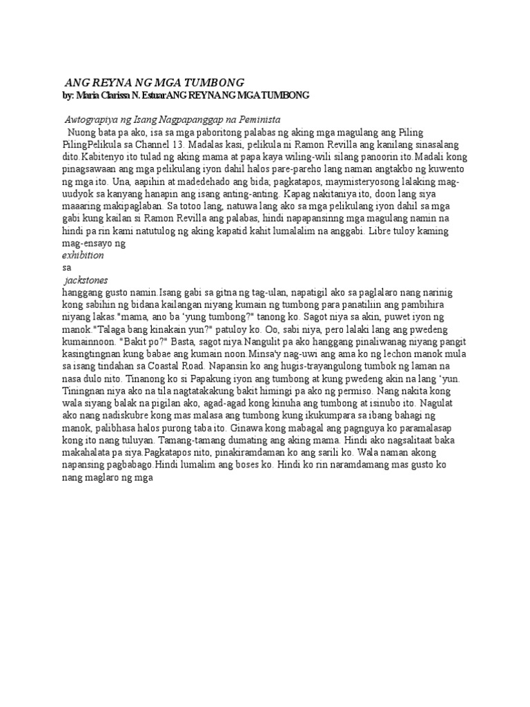 Ang Reyna NG Mga Tumbong | PDF