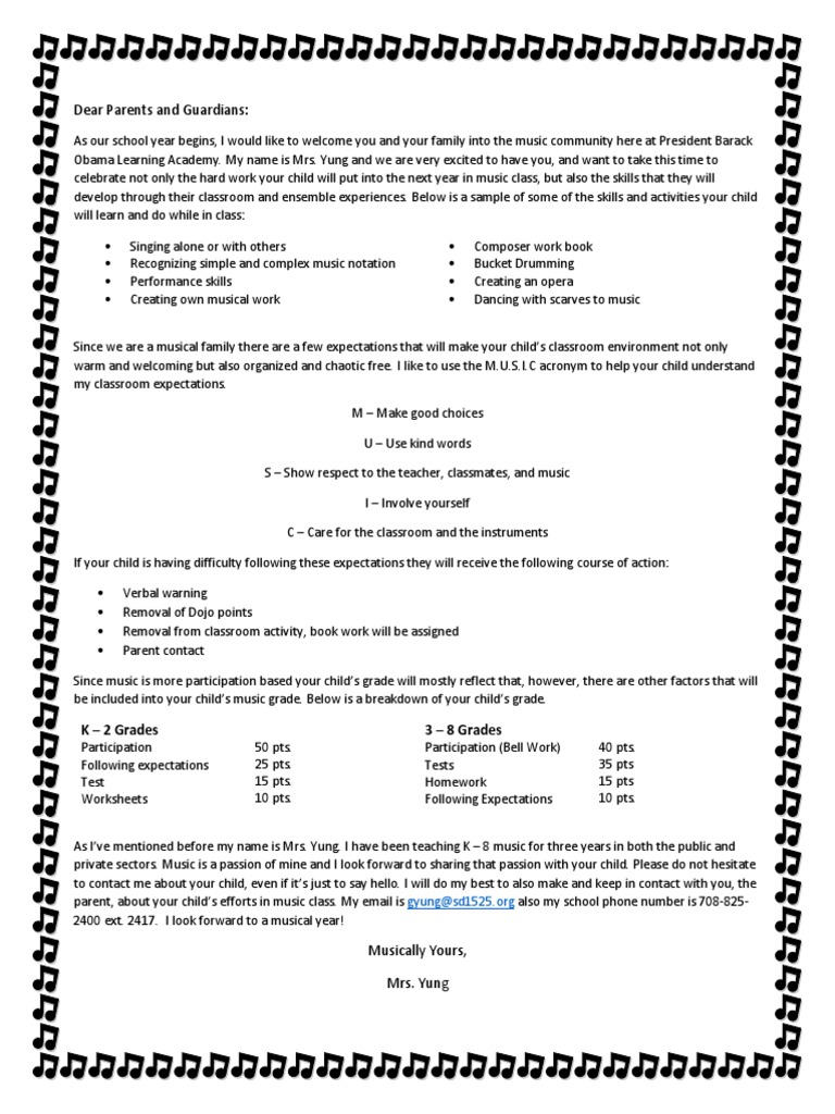 Welcome Back to Music Class! | PDF