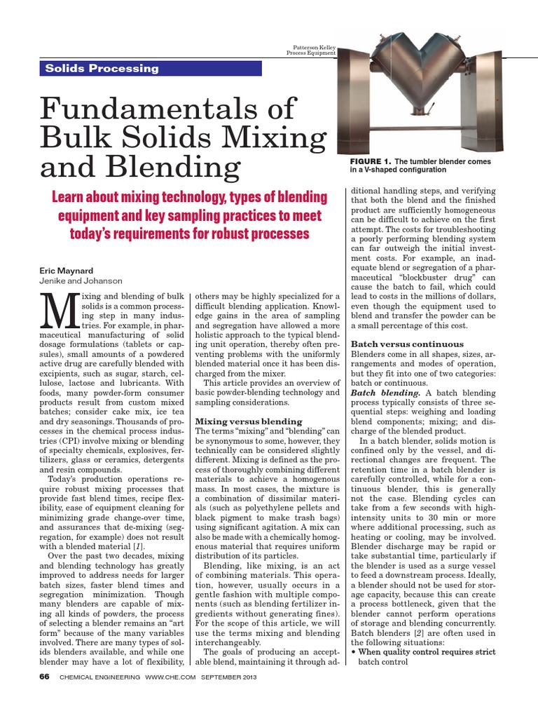 Fundamental of Bulk Solids Mixing and Blending | PDF | Industries ...