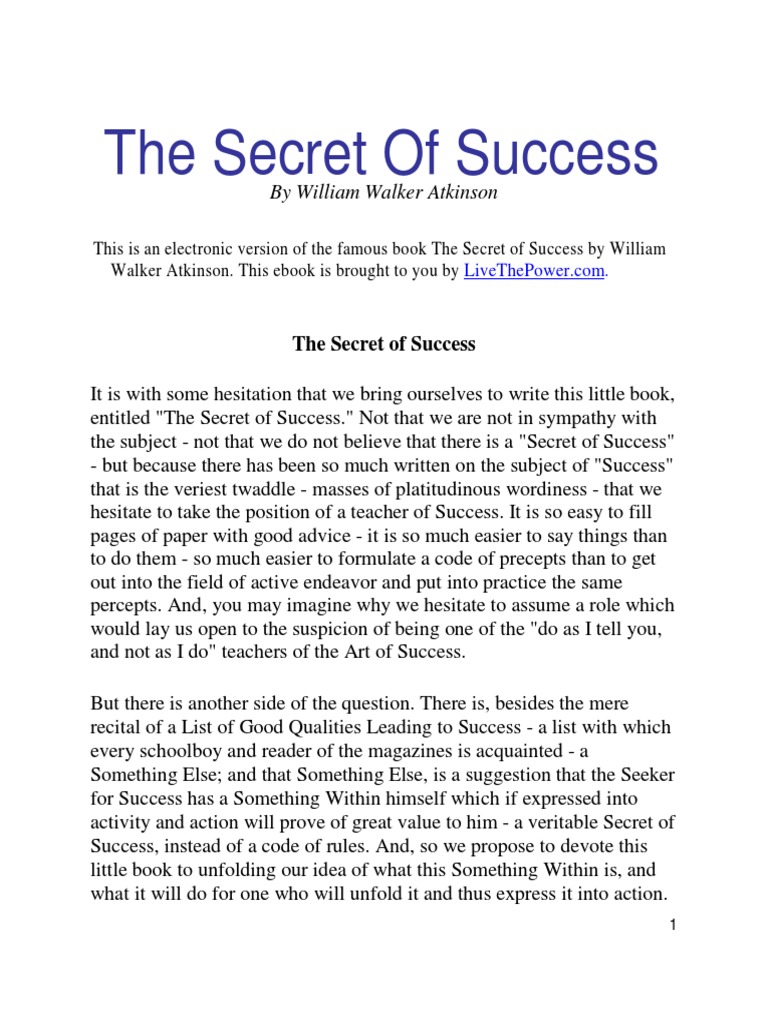 Secret of Success | PDF | Idea | Mind