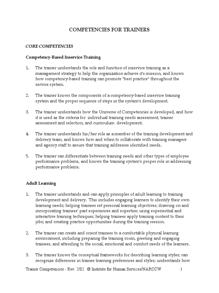 Trainer Competencies | Facilitator | Competence (Human Resources)