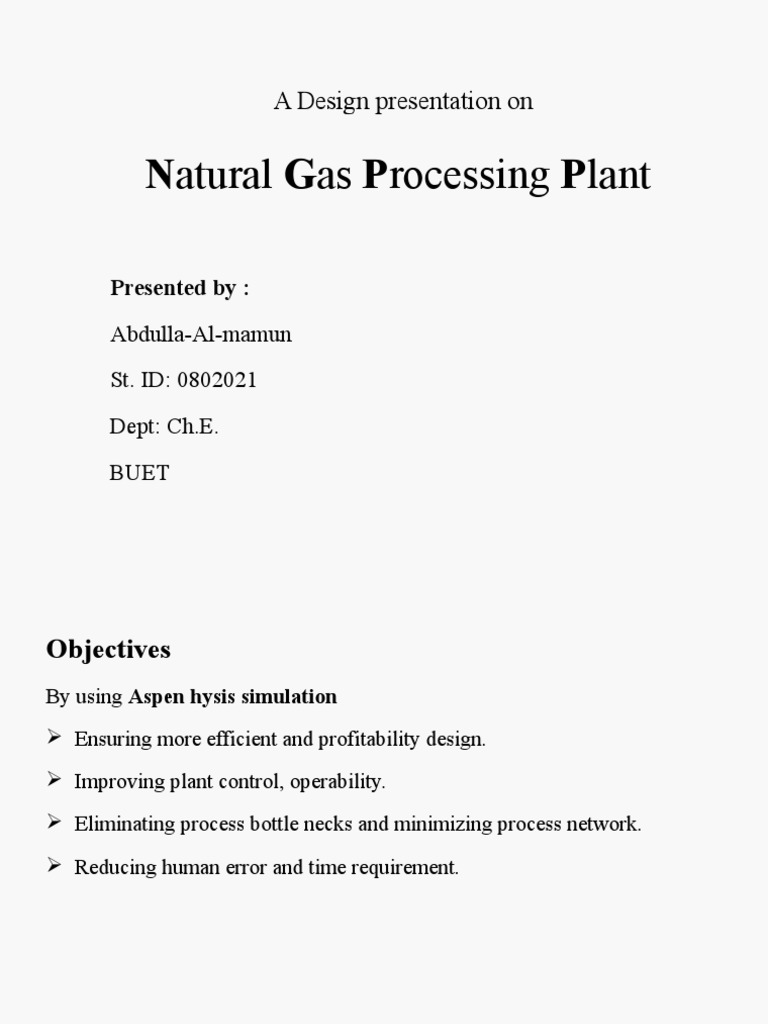 Natural Gas Plant Design Analysis | PDF | Natural Gas Processing ...