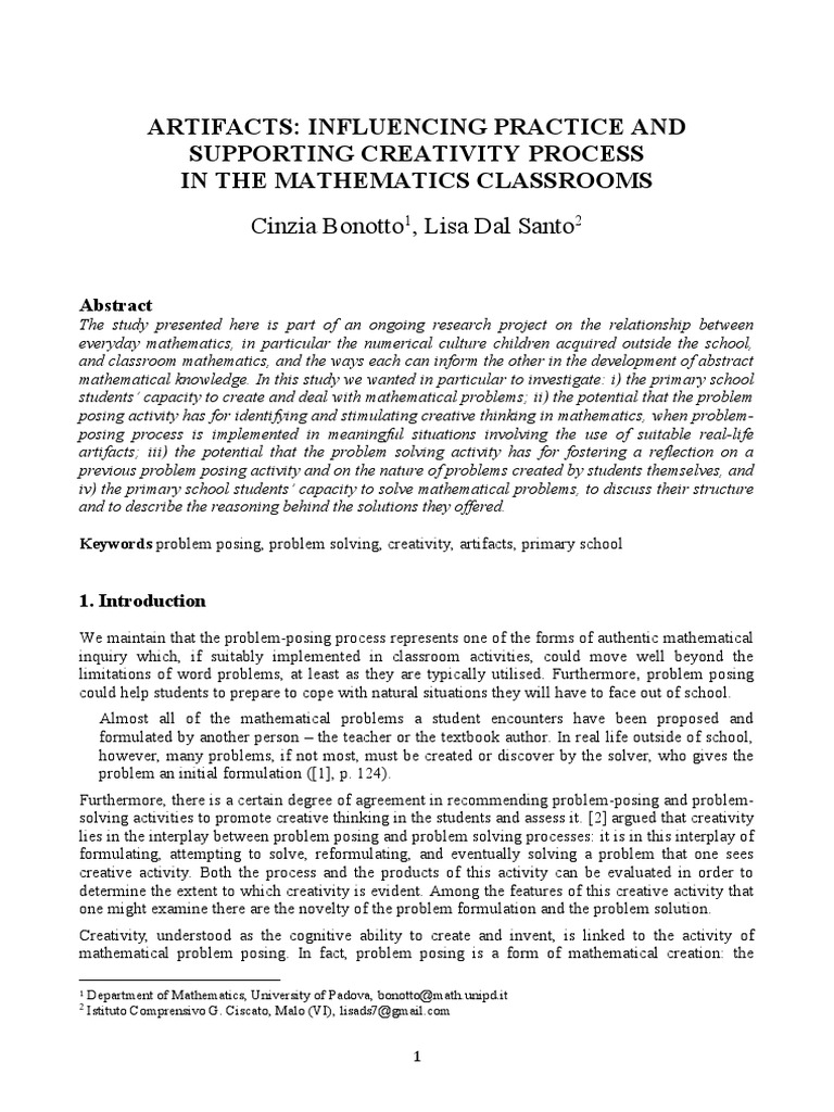 Artifacts: Influencing Practice and Supporting Creativity Process in ...