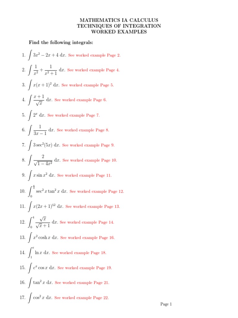 Integration Techniques With Examples | PDF