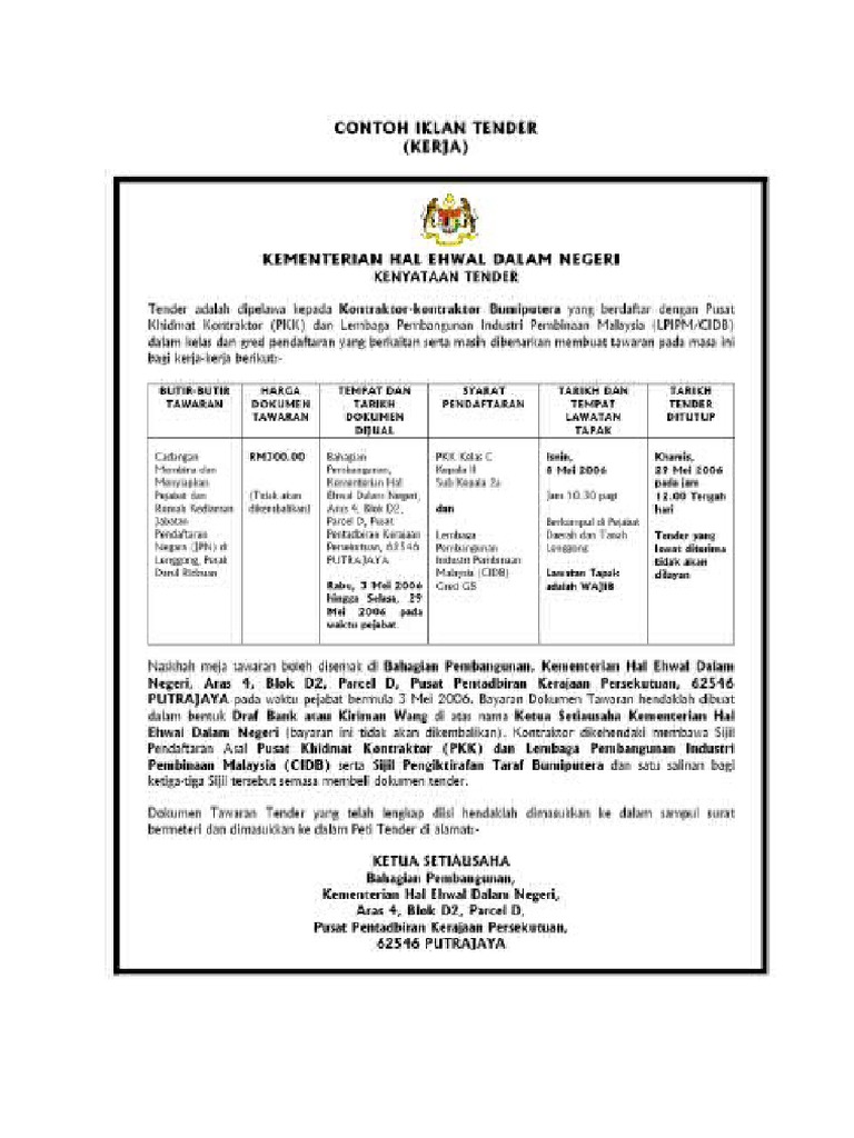Contoh Iklan Tender | PDF