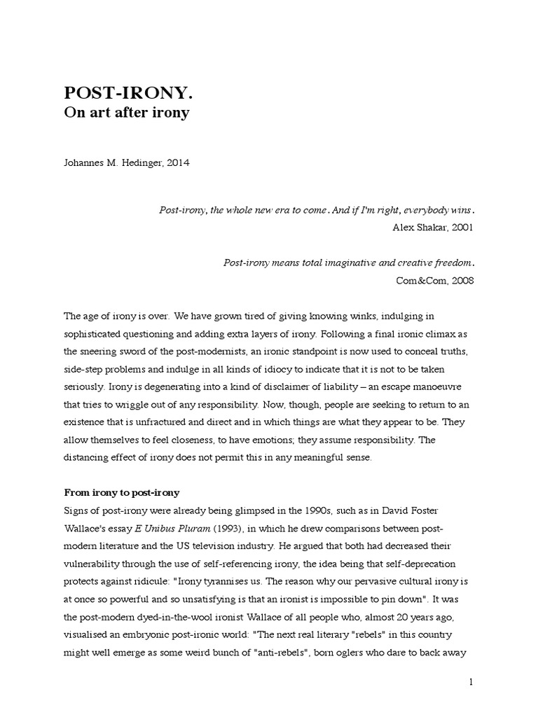 Understanding Post-Irony in Art | PDF | Irony | Postmodernism