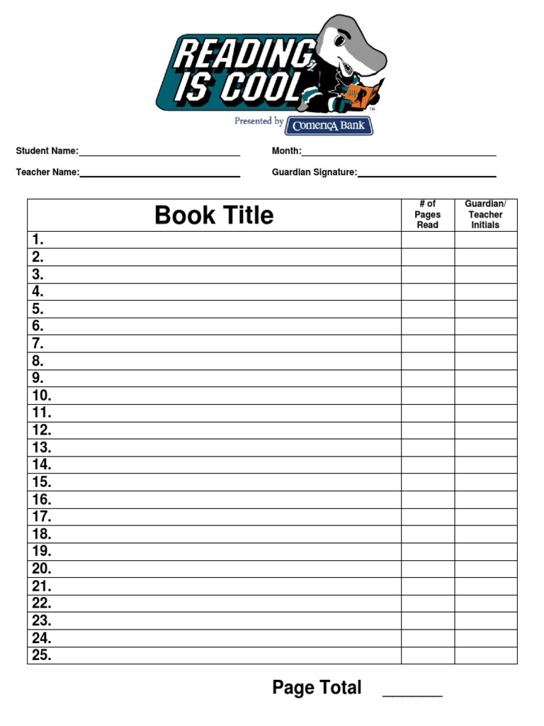 Reading Is Cool Log | PDF
