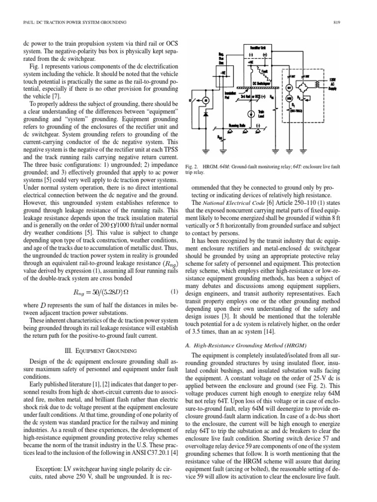 DC Traction Power System Grounding: A Discussion of Equipment Grounding ...