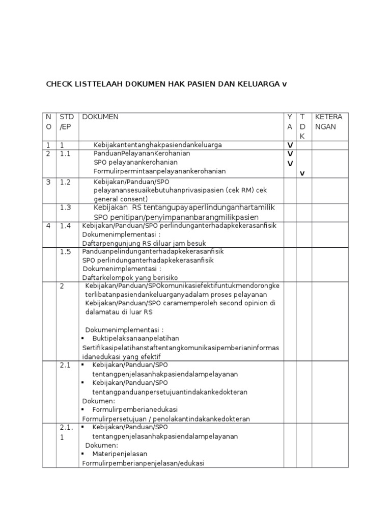 Check List Dokumen HPK | PDF