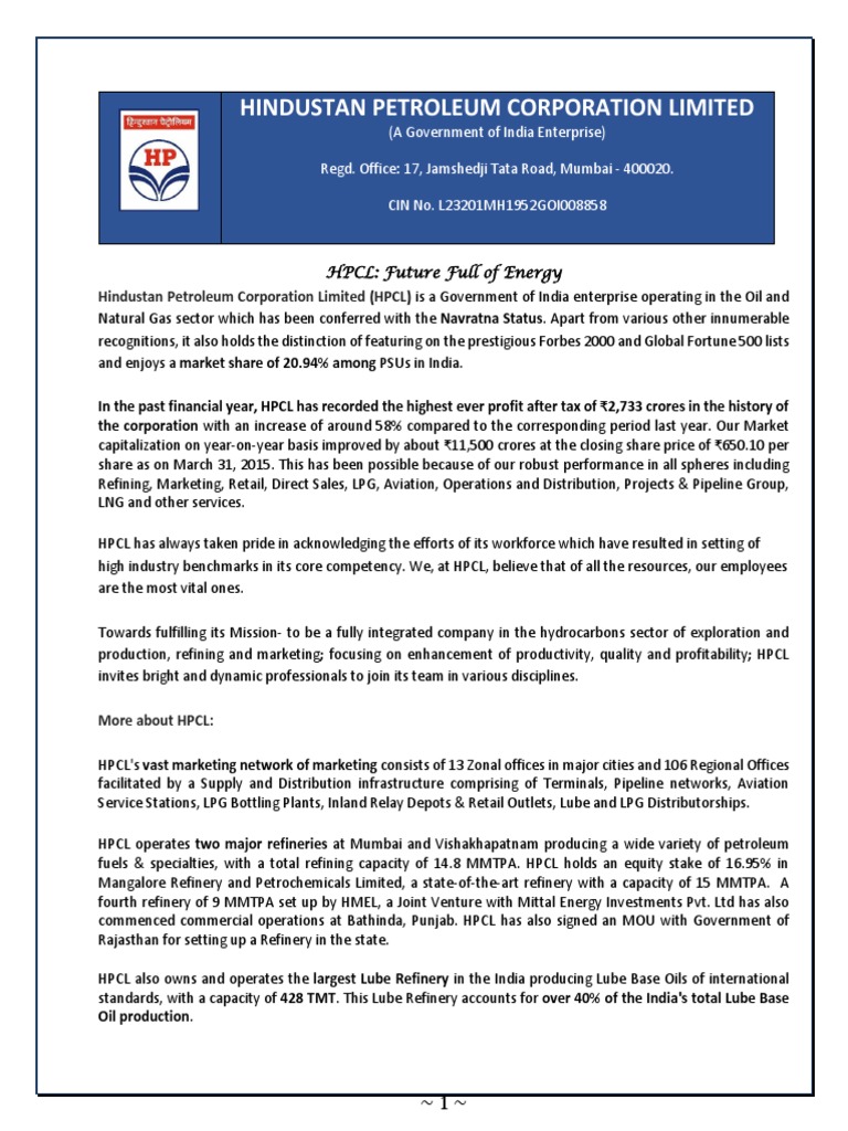Careers at HPCL: Join Our Team | PDF | Industries | Chemical Process ...
