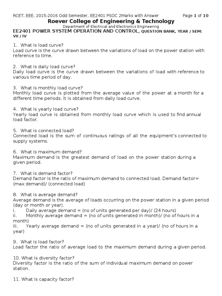 PSOC 2 Marks With Answer | PDF | Capacitor | Electrical Equipment
