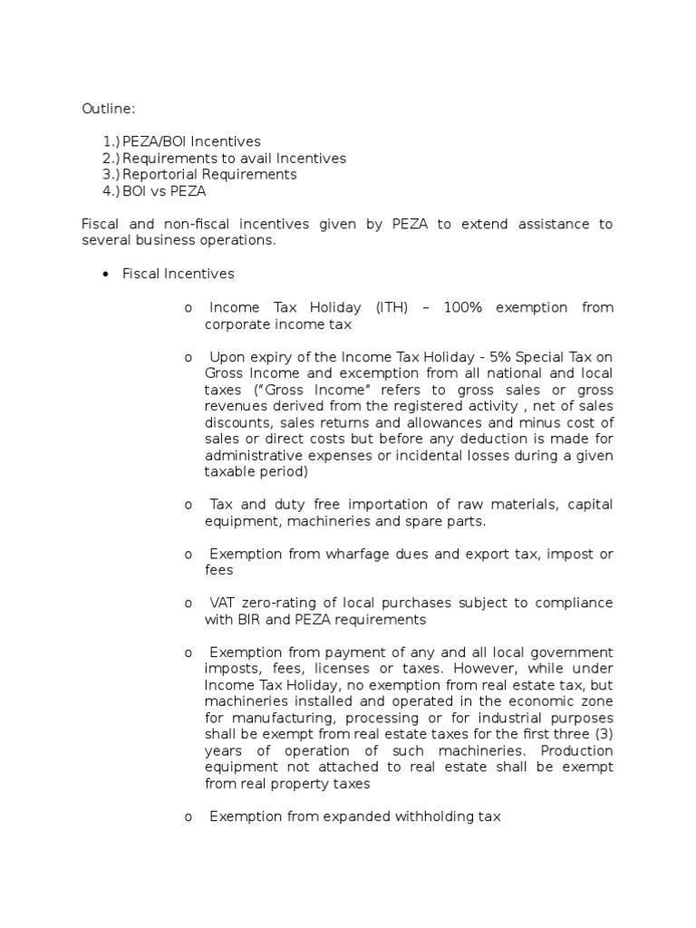 PEZA | PDF | Taxes | Income Tax