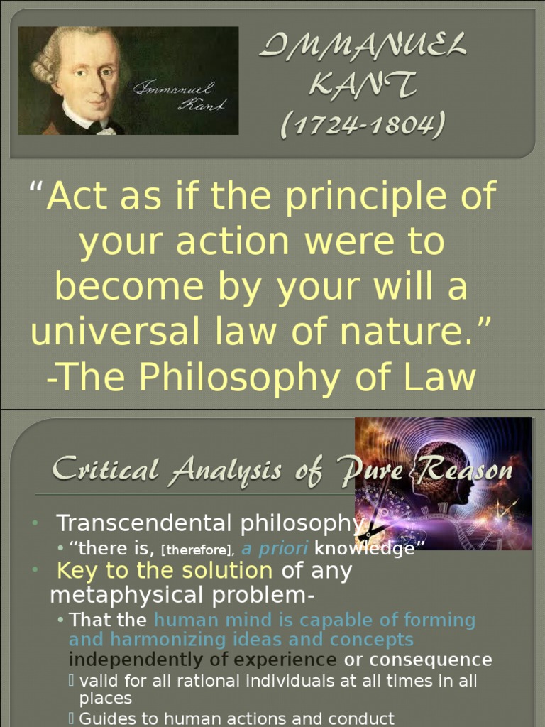 Act As If The Principle of Your Action Were To Become by Your Will A ...