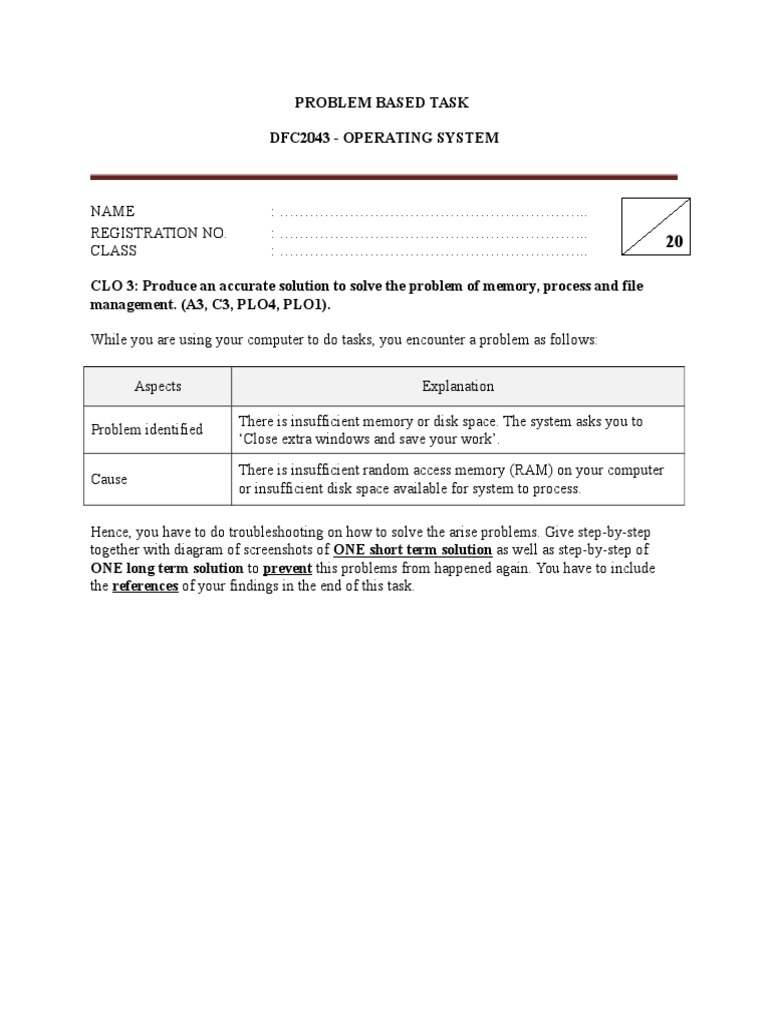 Problem Based Task Dfc2043 | PDF | Operating System | Neuropsychological Assessment