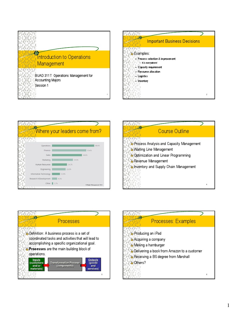 311T Session 1 Introduction | PDF | Operations Management | Business ...