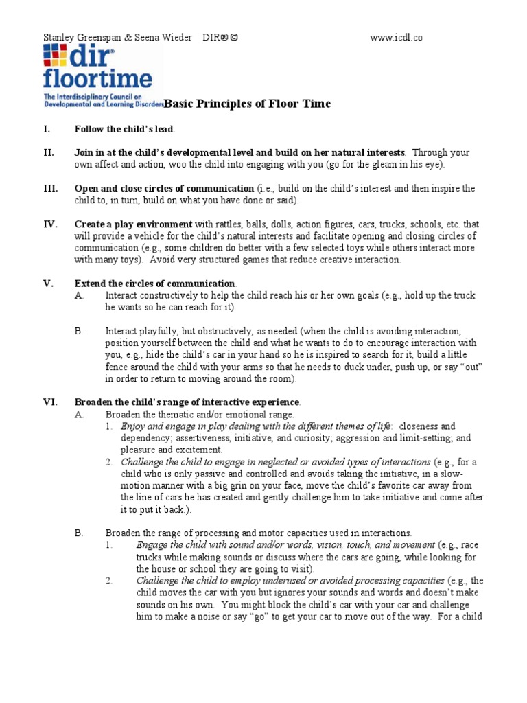 DIR Basic Principles of FloorTime | PDF | Attention | Perception