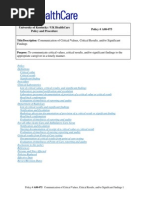Critical Test Result Reporting Policy | PDF | Caregiver | Nursing