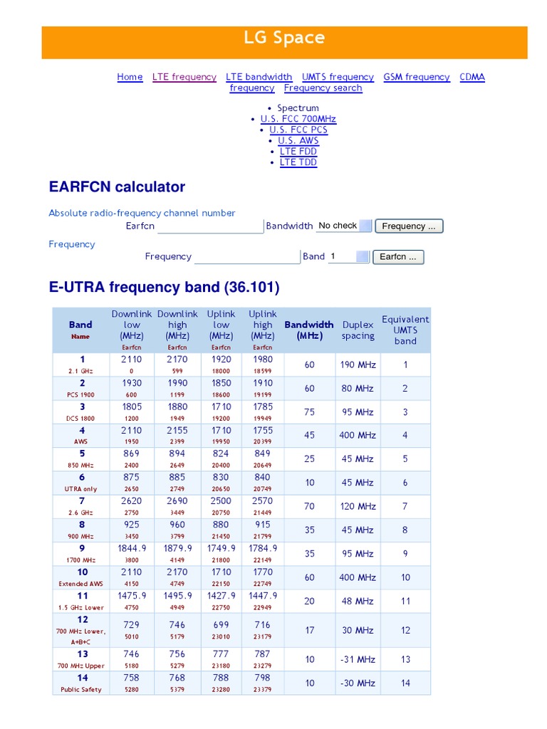 Earfcn Lte PDF | PDF