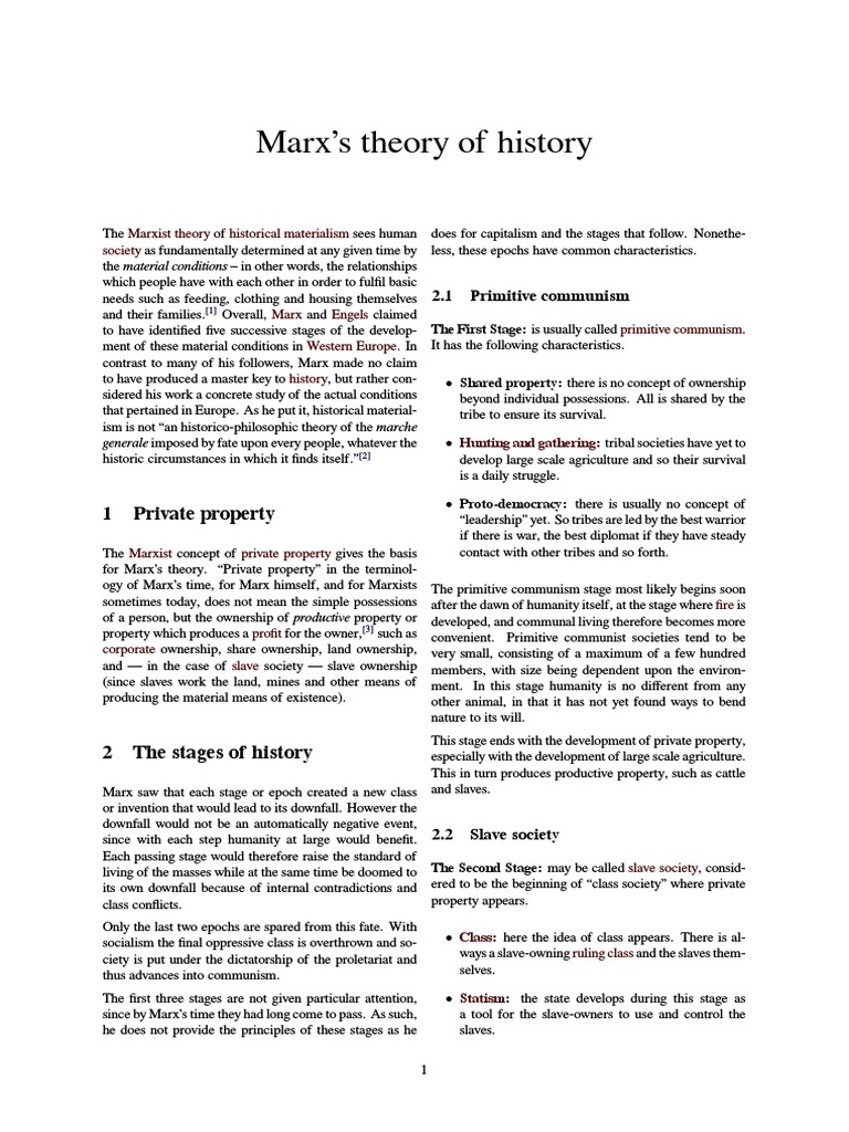 Marx's Theory of History | PDF | Capitalism | Karl Marx