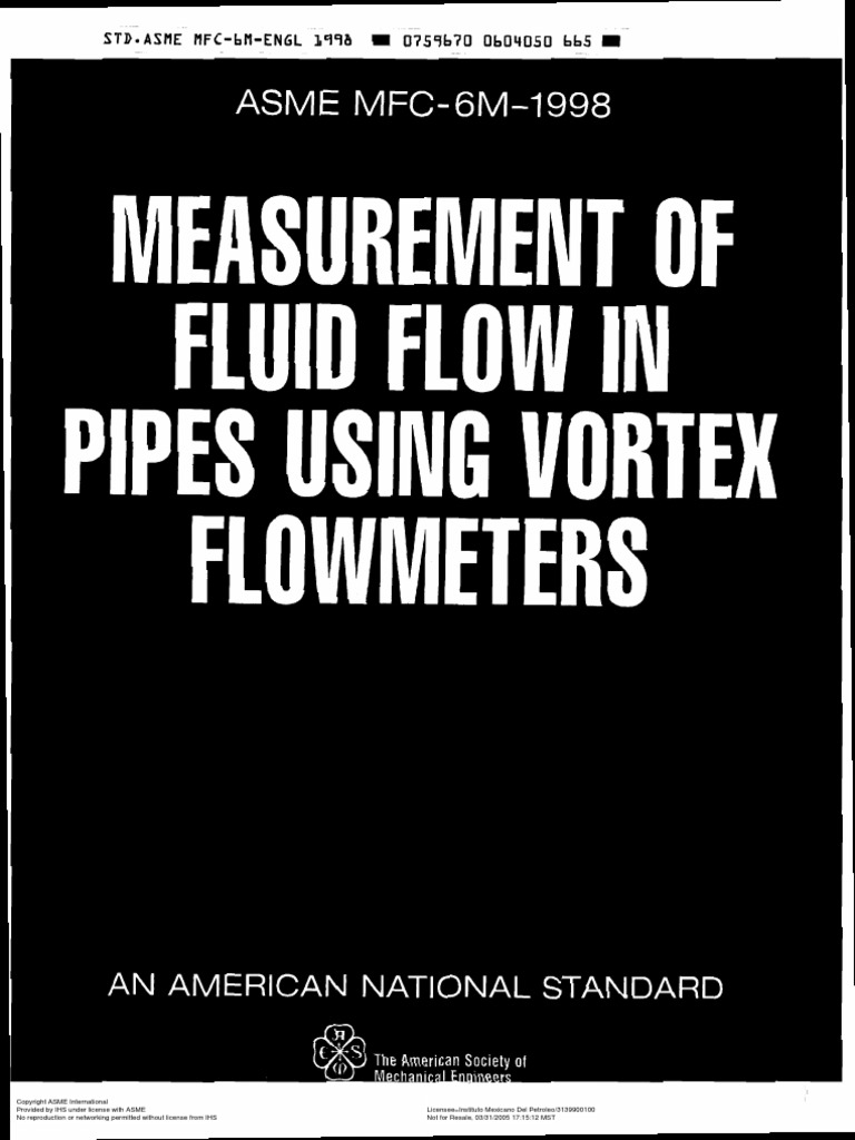 Vortex Asme-Mfc-6m PDF | PDF | Flow Measurement | Vortices