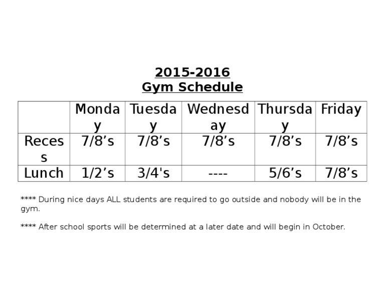 Gym Schedule | PDF