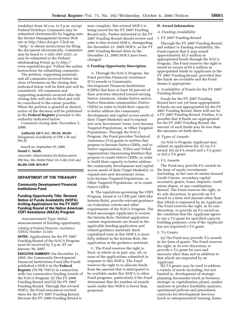 Notice: Grants and Cooperative Agreements Availability, Etc.: Native ...