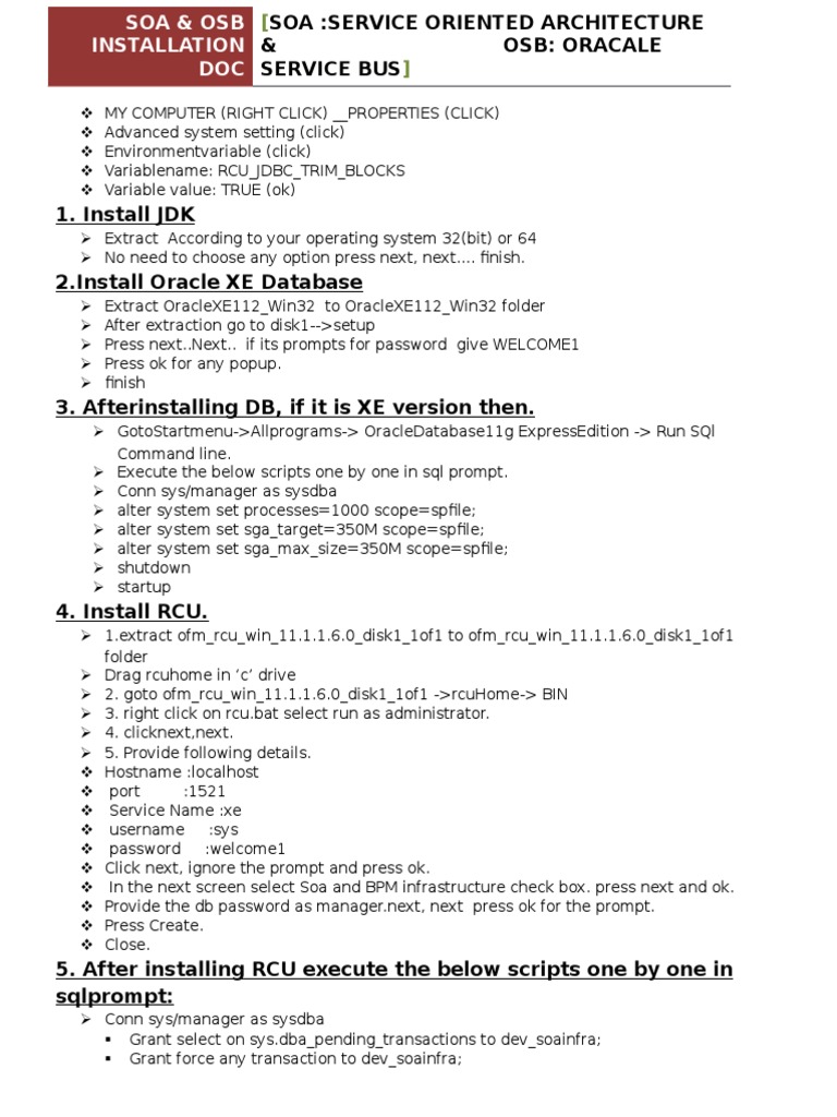 Installation Of Soa Pdf Oracle Database Computer Architecture