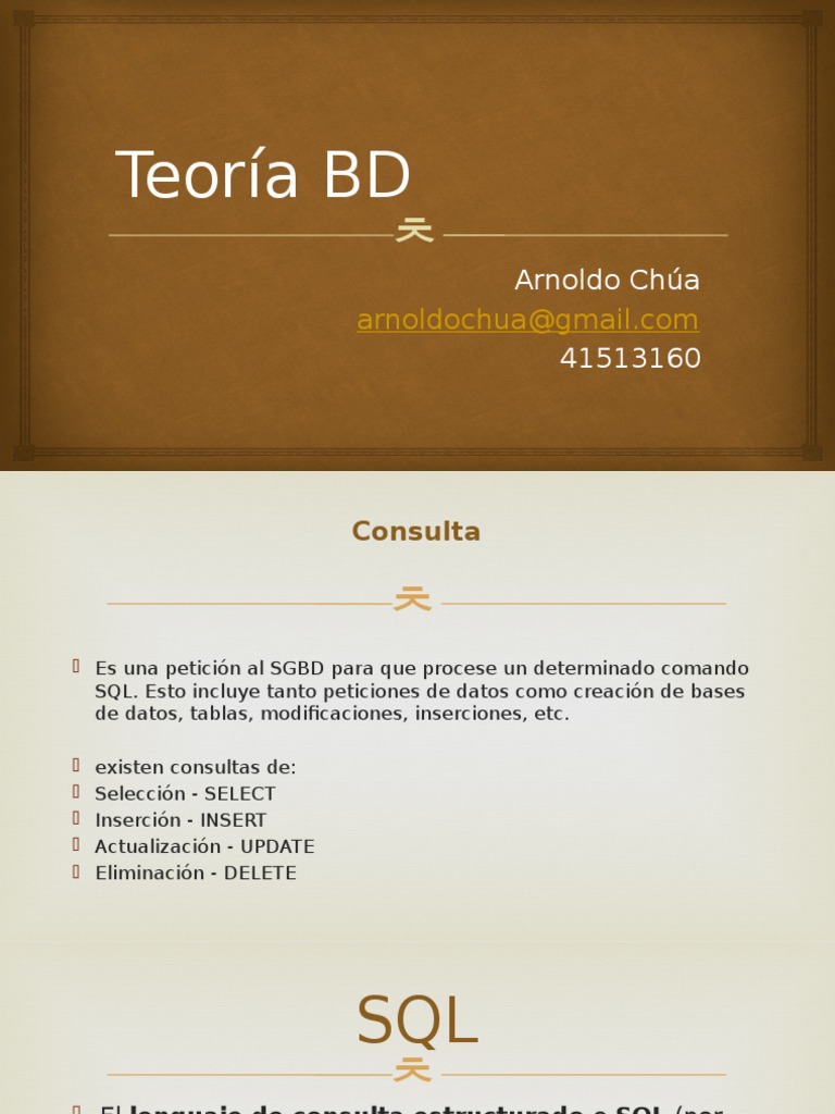 Teoria Bases de Datos | PDF | SQL | Base de datos relacional