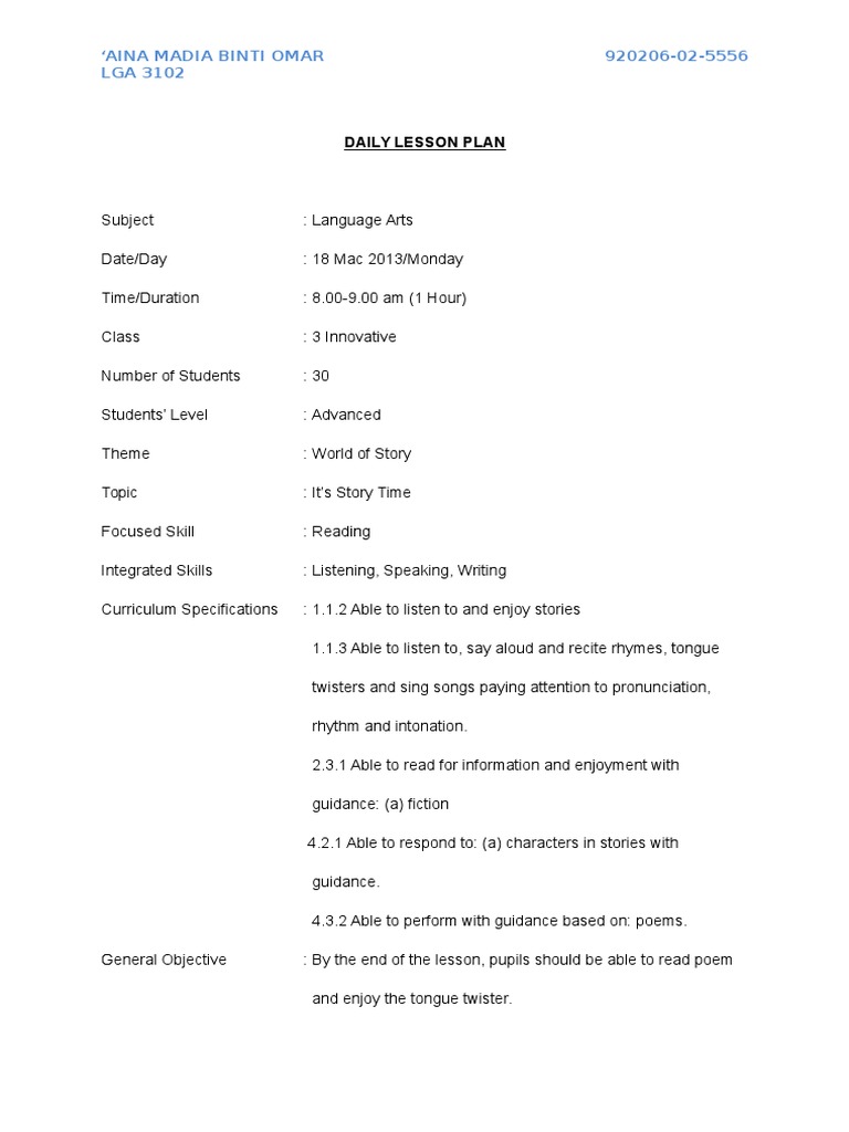 Lesson Plan Poem | PDF | Lesson Plan | Poetry