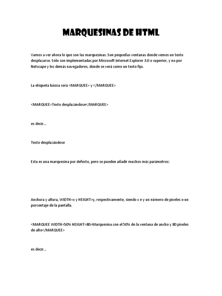 Marquesinas de HTML Parcial 1 | PDF | HTML | Navegador web