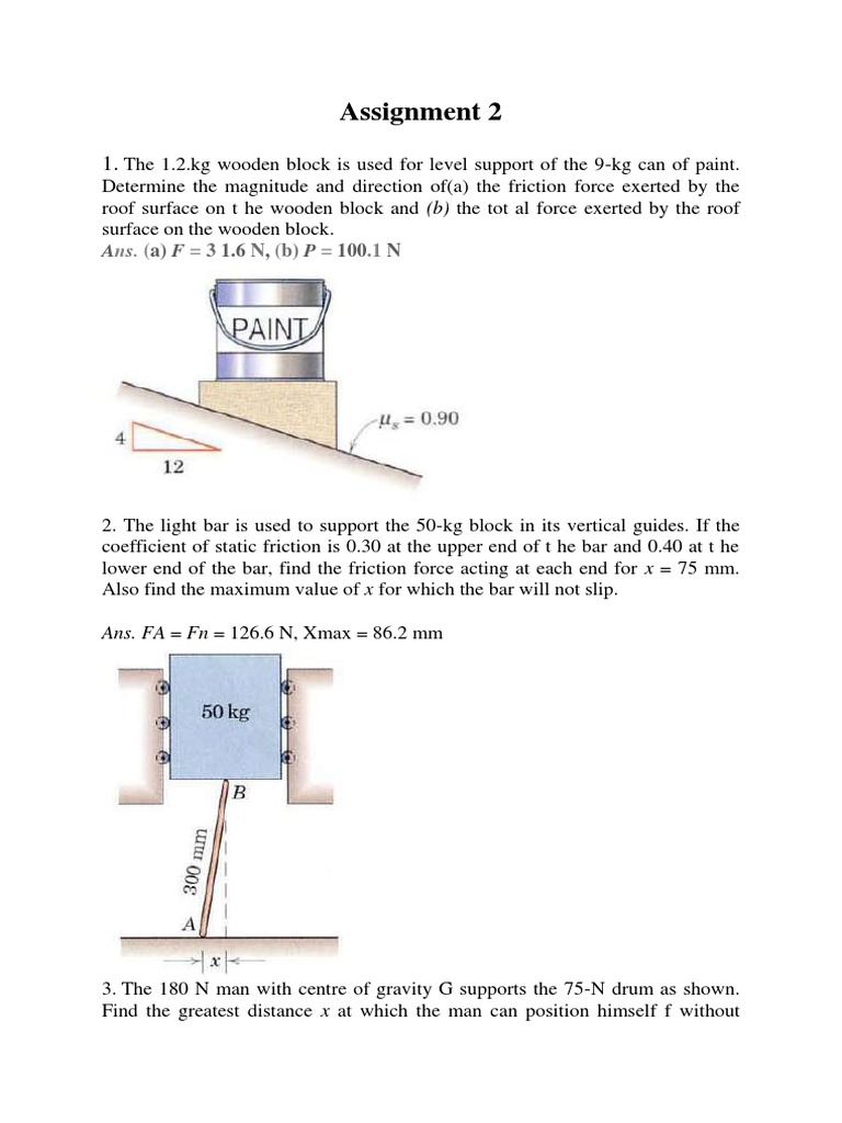Static Friction Problems and Solutions | PDF | Friction | Force