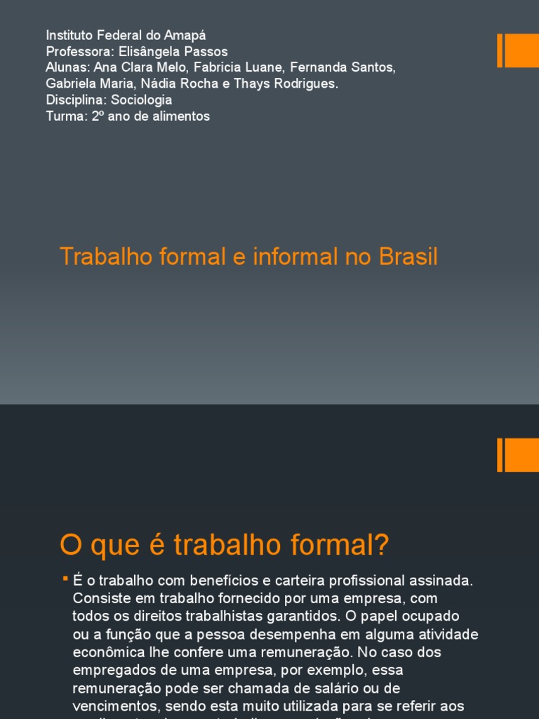 Trabalho Formal e Informal No Brasil | PDF | Férias trabalhistas | Emprego