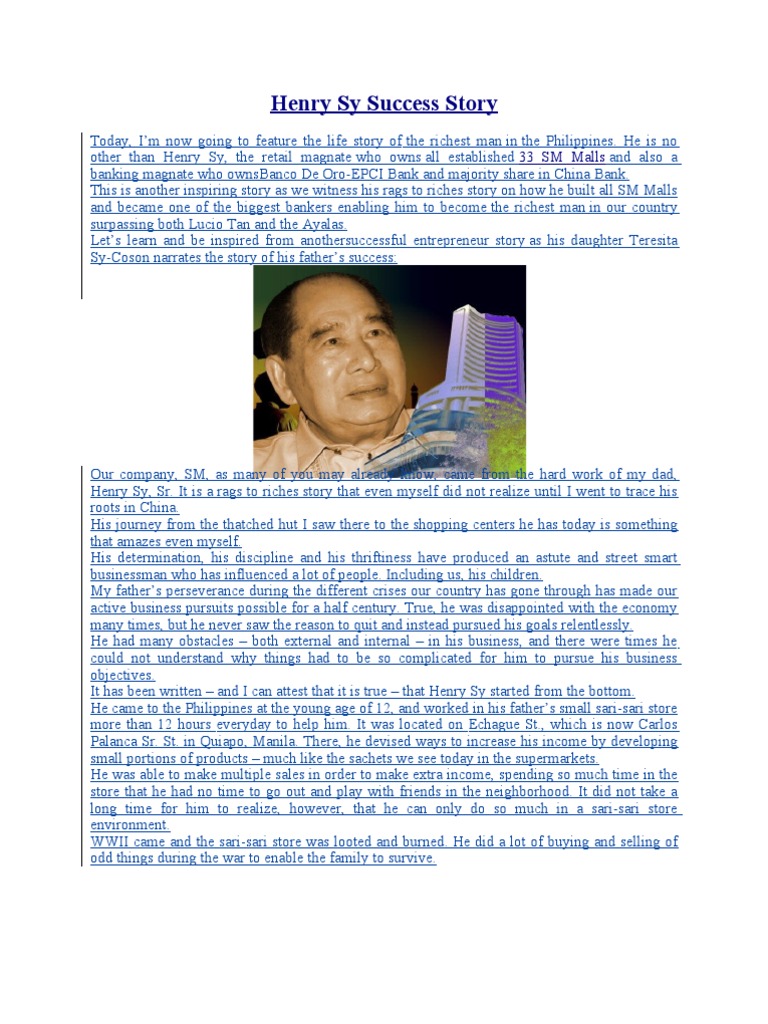 Henry Sy Success Story | PDF | Retail | Shopping Mall