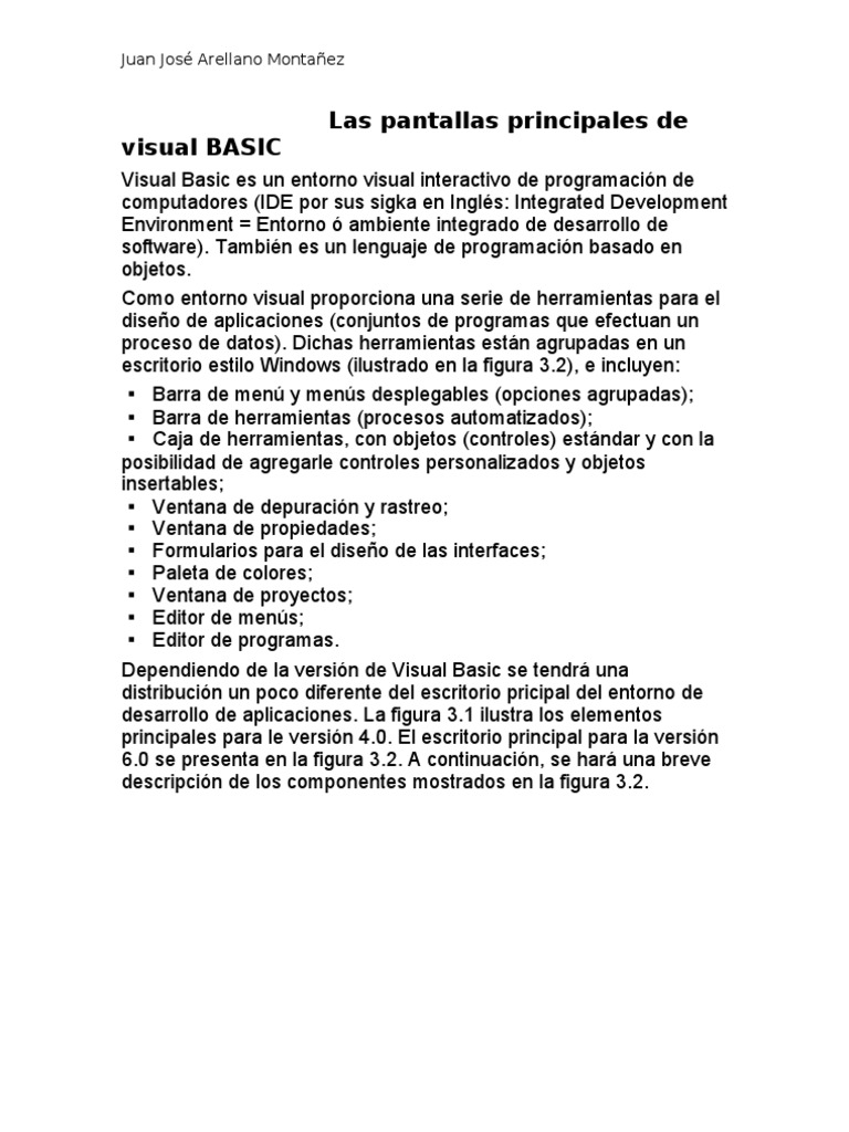 Pantalla Principal de Visual - Basic | PDF | Entorno de desarrollo ...
