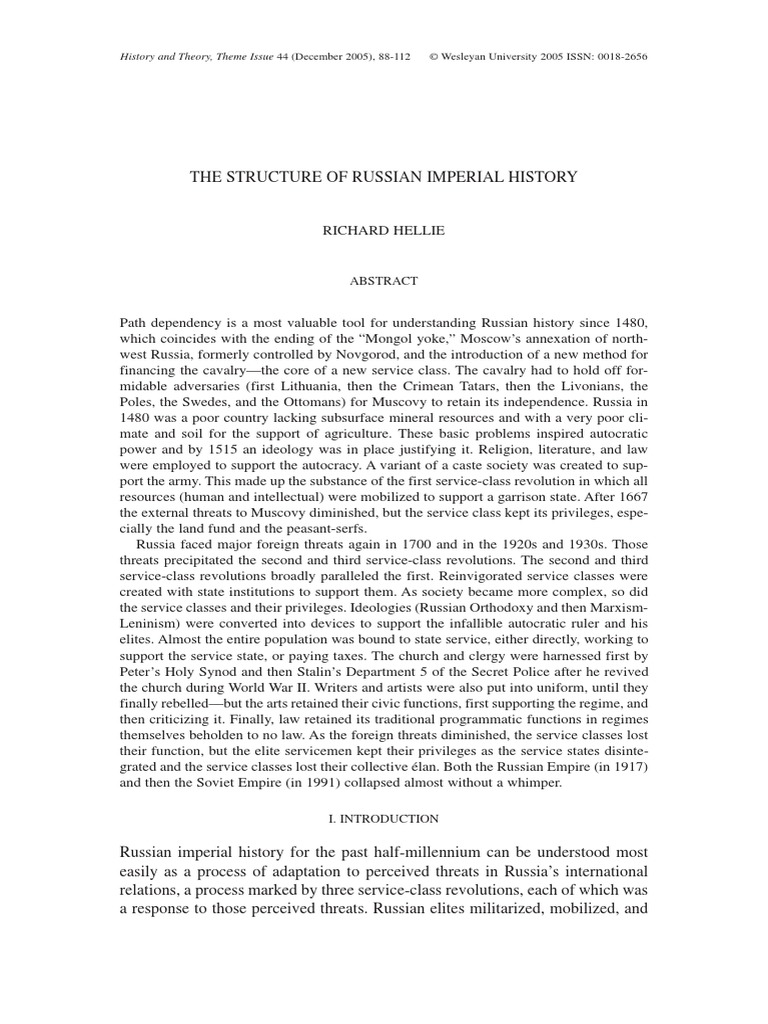 Hellie Russian Imperial History | PDF | Russian Empire | Russia