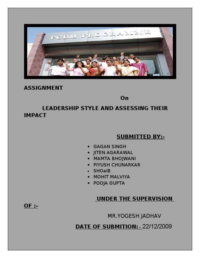 Assignment On Leadership Style And Assessing Their | Pdf | Leadership 
